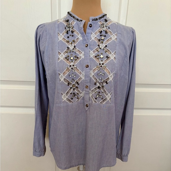 Floreat | Tops | Floreat Anthropologie Embellished Blouse Size 6 Boho ...